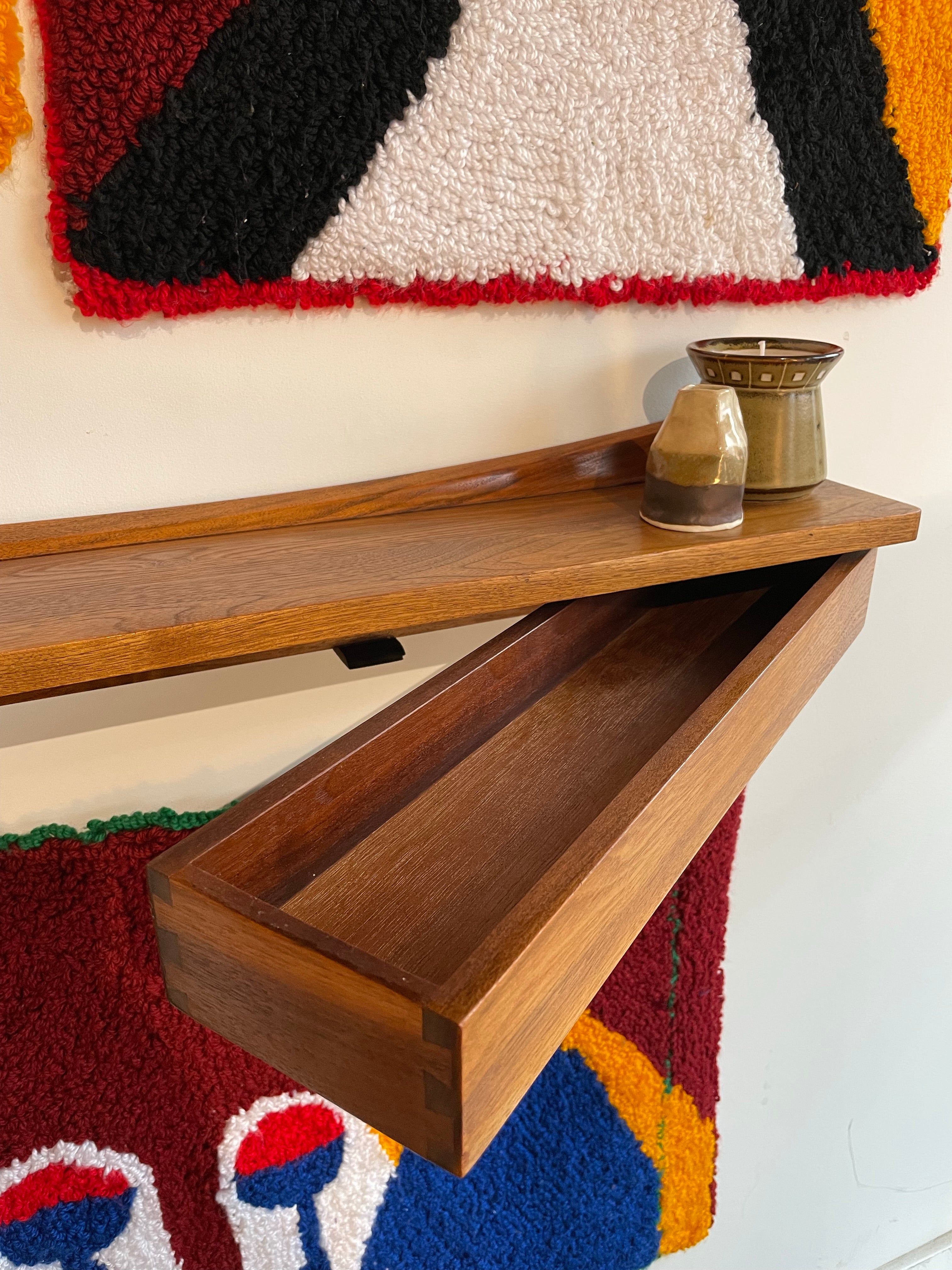 Walnut Shelf w/ Swing Drawer – Stay Home Furnishings
